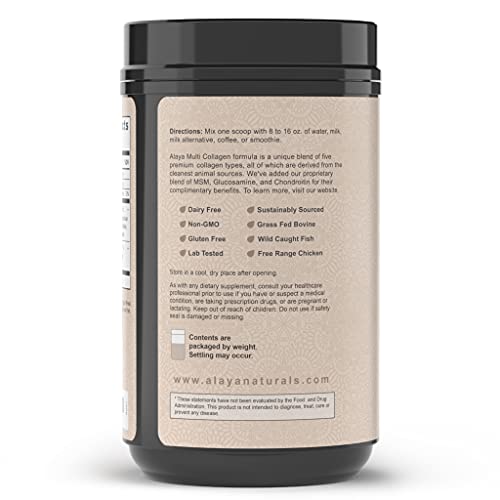 Alaya Multi Collagen Powder - Type I, II, III, V, X Hydrolyzed Collage ...