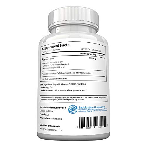 Multi Collagen Pills - 180 Collagen Pills - Type I, II, III, V & X Col ...