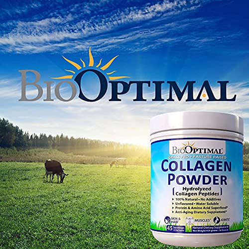 BioOptimal Collagen Powder - Collagen Peptides, Grass Fed, for Skin, H ...